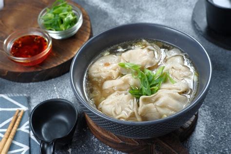 Premium Photo Wonton Soup With Chili Oil And Green Onion Chinese Food Asian Food Style