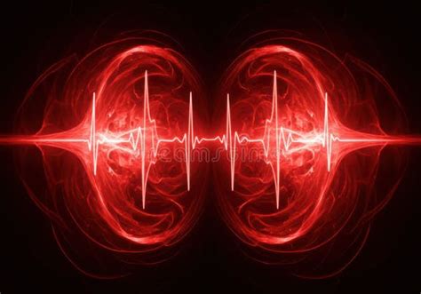 Red Energy Waveform Symmetry With Vibrant Pulsing Electrocardiogram