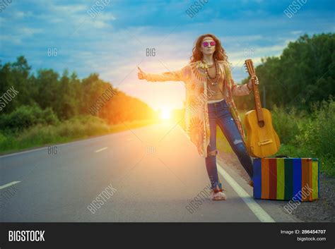 Hitchhiking Girl Image And Photo Free Trial Bigstock