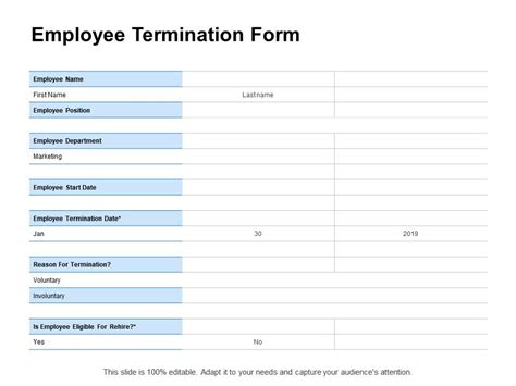 Employee Termination Form Marketing Ppt Powerpoint Presentation
