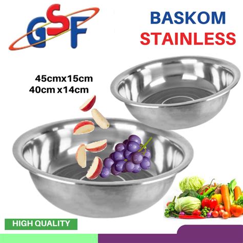 Jual BASKOM STAINLESS BESAR JUMBO BAHAN STAINLESS TEBAL UKURAN 40CM