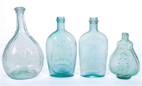 Sold Price Assorted Blown Molded Historical Flasks Lot Of Four