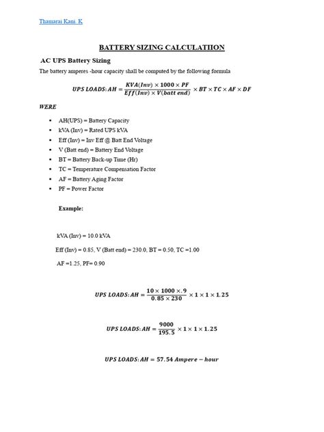 Battery Sizing Calculation 1688866786 Pdf