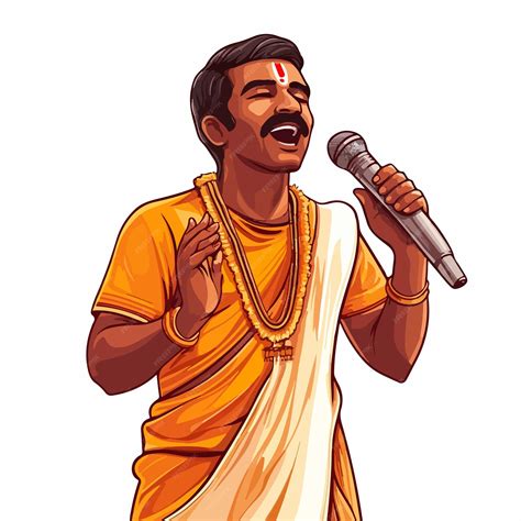 South Indian Man Singing Vector Illustration Premium Ai Generated Vector