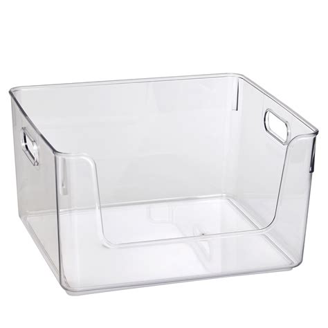 Mainstays Clear Glossy Plastic Open Front Organizer Bin Single Size