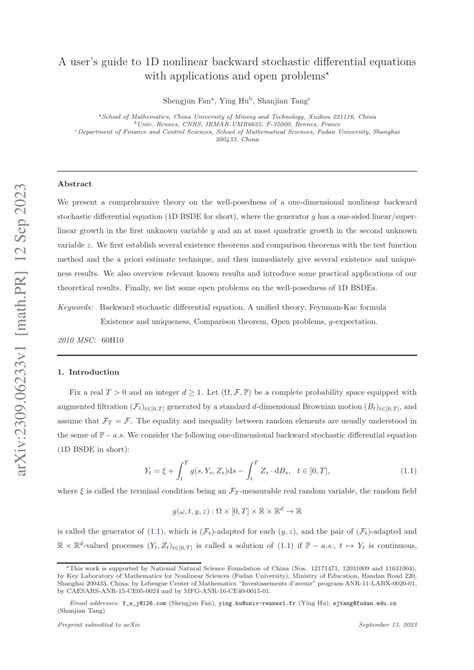 Pdf A Users Guide To 1d Nonlinear Backward Stochastic Differential Equations With