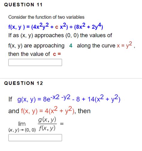 Solved Question 11 Consider The Function Of Two Variables