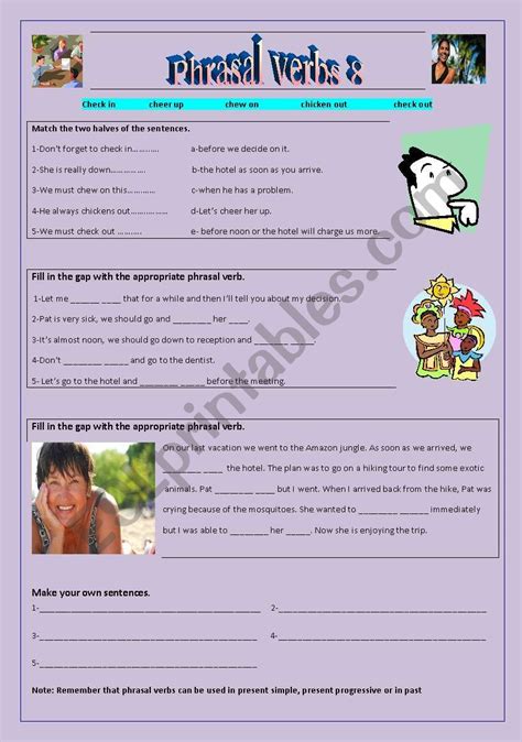 Phrasal Verbs 8 Esl Worksheet By Tejames