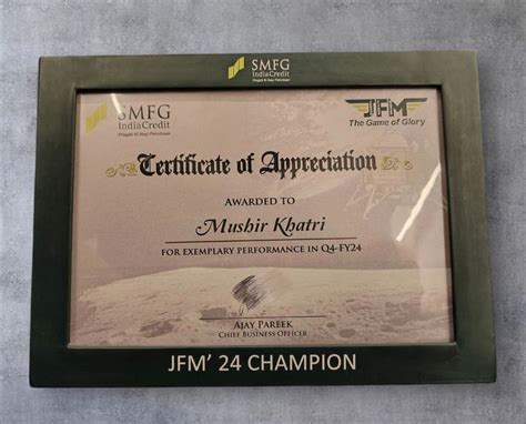 Mushir Ahmed Khatri On Linkedin Smfgindiacredit Recognition