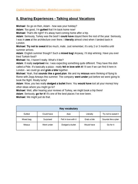 Modelled Conversation Script 8 Pdf