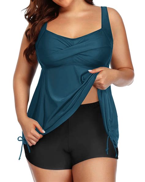 Aqua Eve Women Plus Size Tankini Swimsuit Two Piece Flowy Swimdress