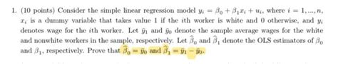 Solved Points Consider The Simple Linear Regression Chegg