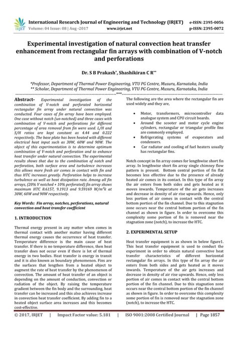 Experimental Investigation Of Natural Convection Heat Transfer Enhancement From Rectangular Fin