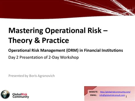Mastering Operational Risk Training - Workshop Day 2 PPT Slide Deck