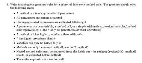 Write Unambiguous Grammar Rules For A Subset Of Chegg