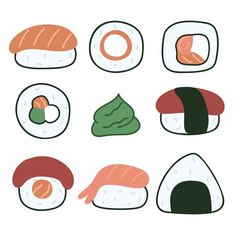 sushi and sashimi set simple illustration asian food vector 15721817