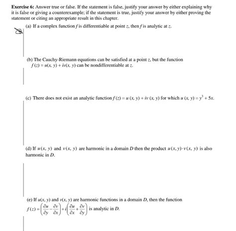 solved exercise 6 answer true or false if the statement is