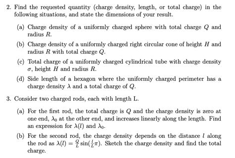 solved 2 find the requested quantity charge density