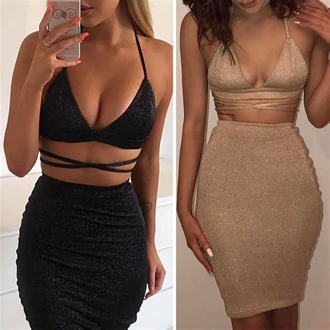 New Sexy Women 2pcs Clothes Set Bandage Party Bandage Bodycon Bra Crop