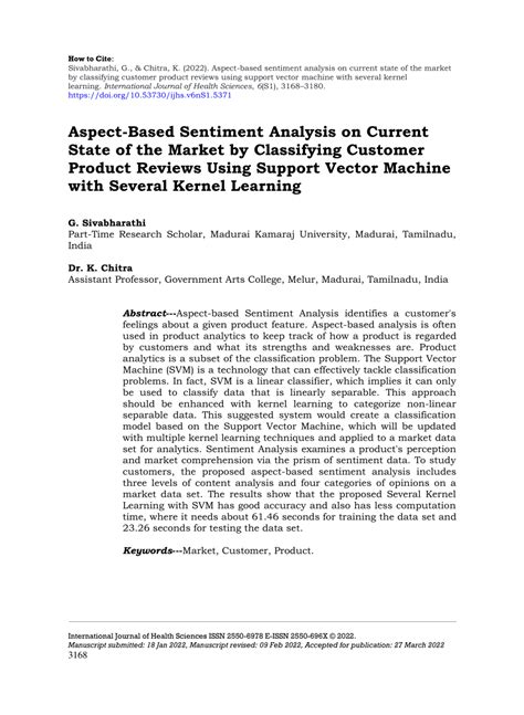 pdf aspect based sentiment analysis on current state of the market by