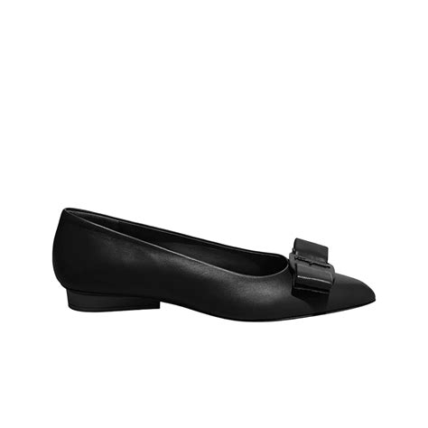 W 페라가모 비바 보우 발레 플랫 블랙 C Ferragamo Kream
