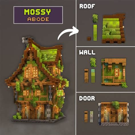 An Image Of A House Made Out Of Wood And Mossy Materials With