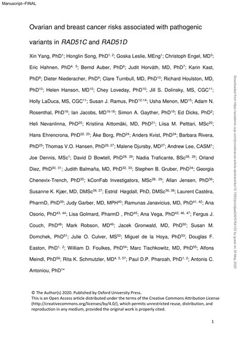 Pdf Ovarian And Breast Cancer Risks Associated With Pathogenic