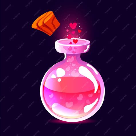 Premium Vector A Glass Flask With A Love Potion A Magical Potion A
