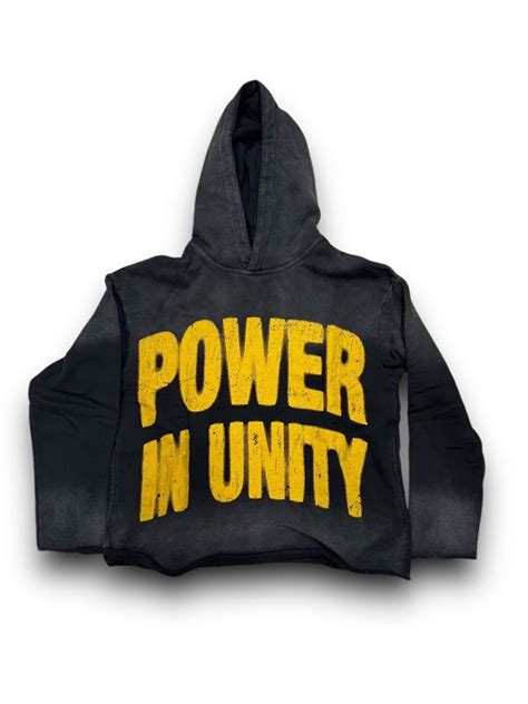 syndicate power in unity crop hoodie black yellow