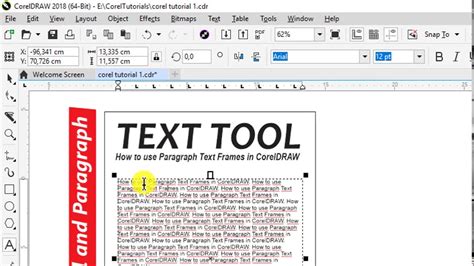 How To Use Text Tool An Paragraph In Coreldraw Youtube