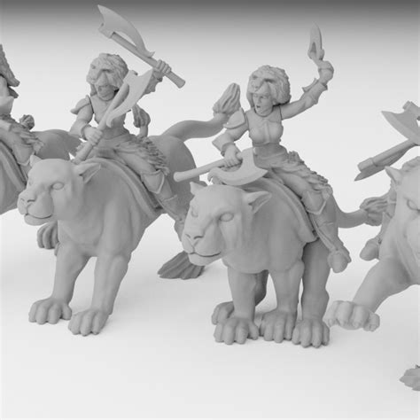 3D Printable Elven Lion Witch Cavalry miniatures modular by Juhász