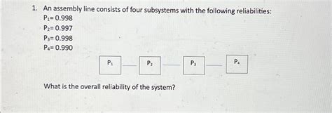 Solved An Assembly Line Consists Of Four Subsystems With The