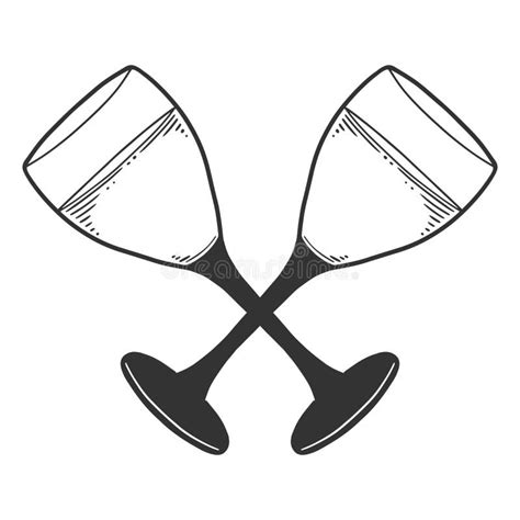 Wine Glass Vector Concept In Doodle And Sketch Style Stock