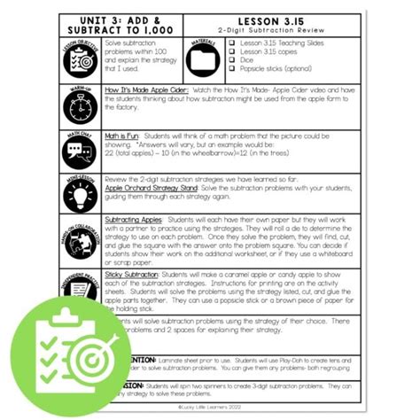 Lucky To Learn Math 2 Digit Subtraction Review Lesson 3 15 Lesson