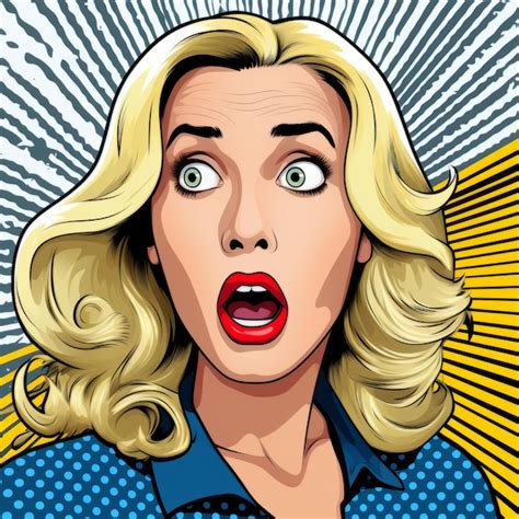 Premium Photo Shocked Happy Blonde Woman In Pop Art Cartoon Illustration