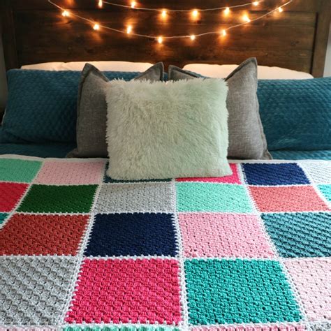 Crochet Pattern Modern Patchwork Throw Blanket Etsy