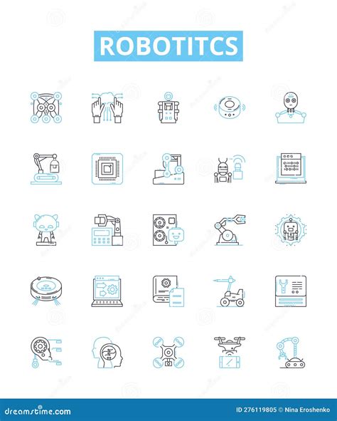 Robotitcs Vector Line Icons Set Robotics Automation Ai Programmable