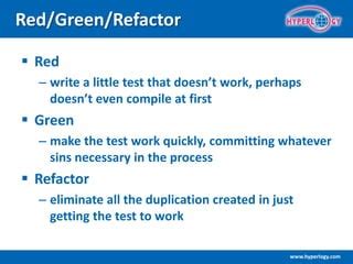 TDD Test Driven Dvelopment Test First Design PPT