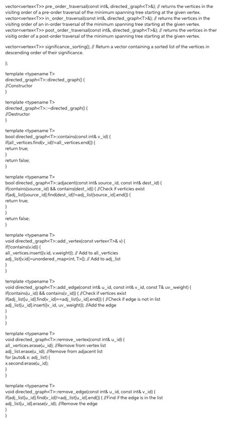 Implement A Directedgraph Class Where Each