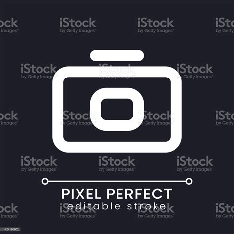 어두운 테마를위한 카메라 픽셀 완벽한 흰색 선형 Ui 아이콘 개념에 대한 스톡 벡터 아트 및 기타 이미지 개념 검은색