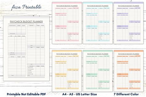 Printable Paycheck Budget Planner Budget Planner Sheet Income Expense