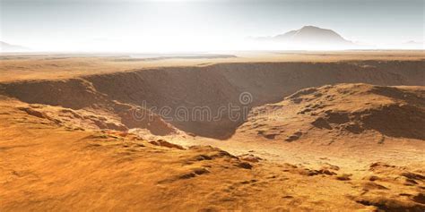 Impact Craters On Mars Martian Landscape Stock Illustration
