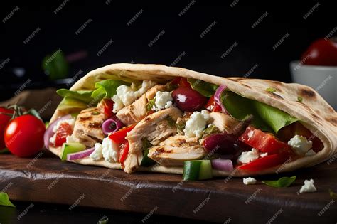 Premium Photo Mediterranean Chicken Pita Sandwich