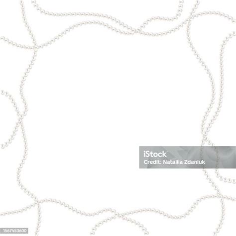 흰색 바탕에 진주 가닥 목걸이의 아름 다운 벡터 이미지입니다 아름 다운 진주 목걸이입니다 보석 구슬 장식 벡터 그림입니다 흰색 배경입니다 국경 갈란드 장식품에 대한 스톡