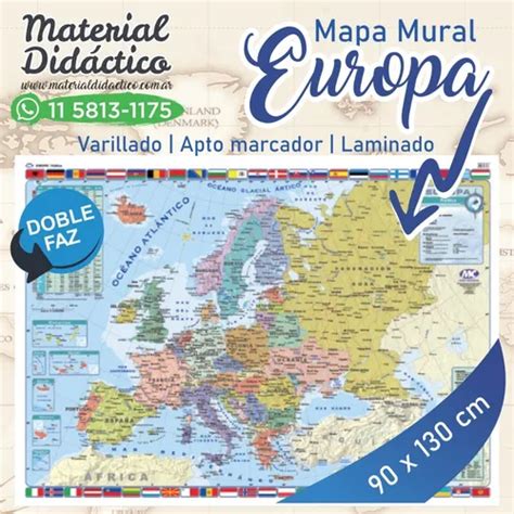 Mapa Mural Europa División Política Plastificado Mebuscar Argentina