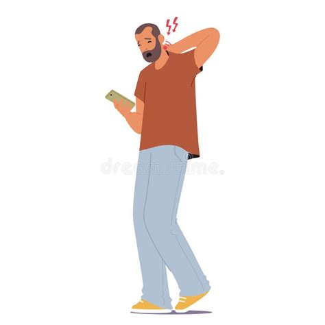 Male Character Feel Discomfort Due To Wrong Posture Man Hunches Over