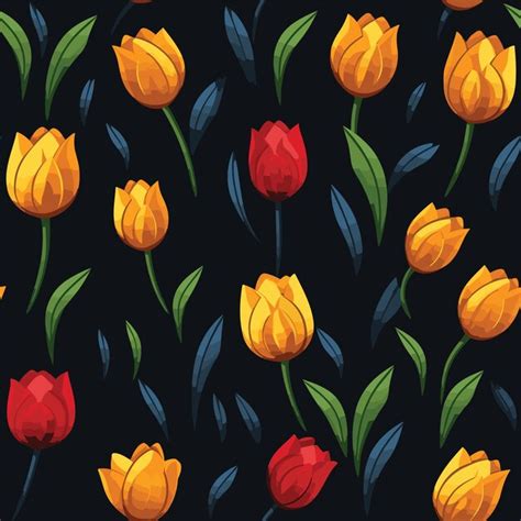 Premium Vector Seamless Colorful Tulip Pattern