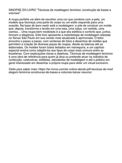Técnicas De Modelagem Feminina Construção De Bases E Volumes Pdf