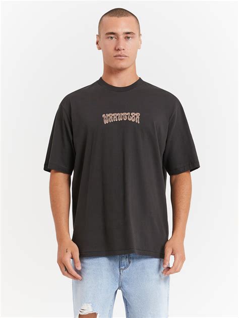 Wrangler Botanical Love Slacker T Shirt Worn Black