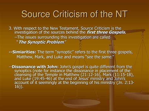 Ppt Class Vi Nt Source Criticism The Synoptic Problem Powerpoint